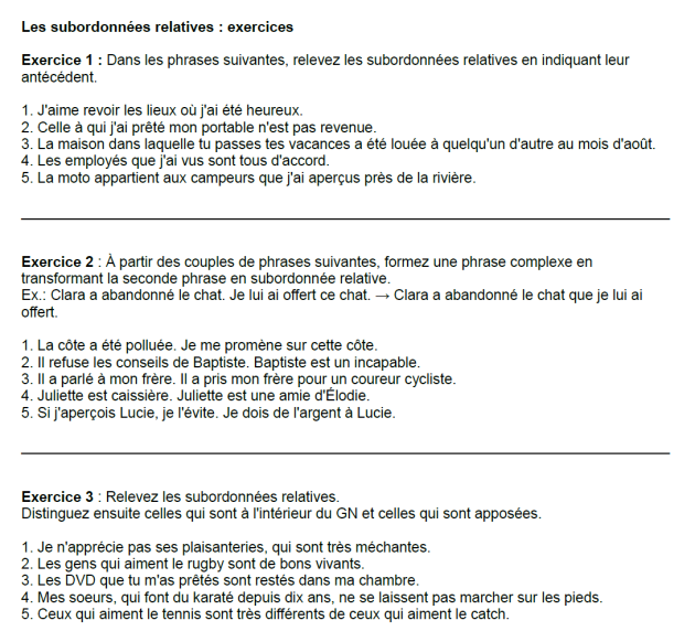 Activité 1 : Reconnaître les subordonnées relatives et retrouver l ...